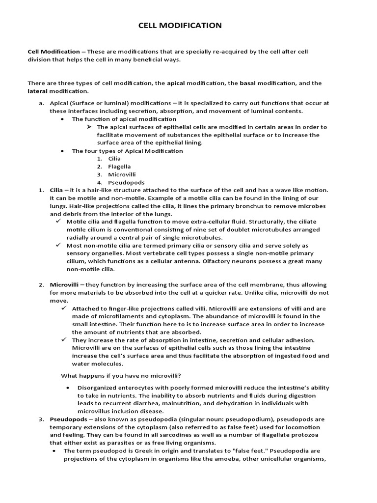 Cell Modification | Download Free PDF | Cell Anatomy | Cell Biology