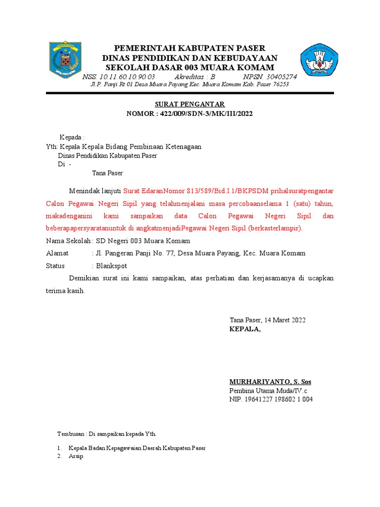 Surat Pengantar Pengajuan Absensi Manual | PDF