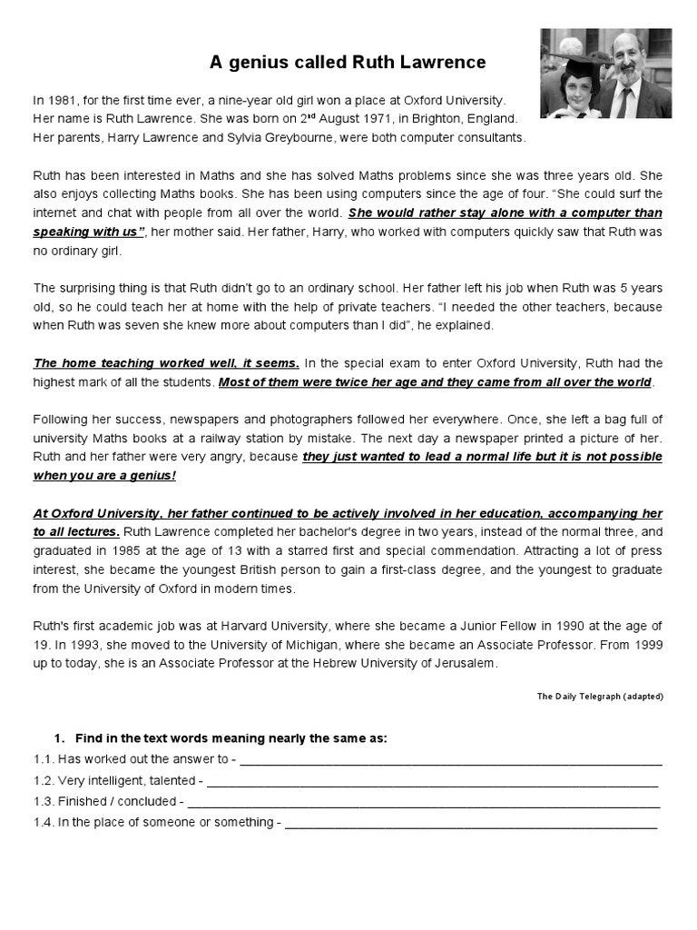 A Genius Called Ruth Lawrence | PDF