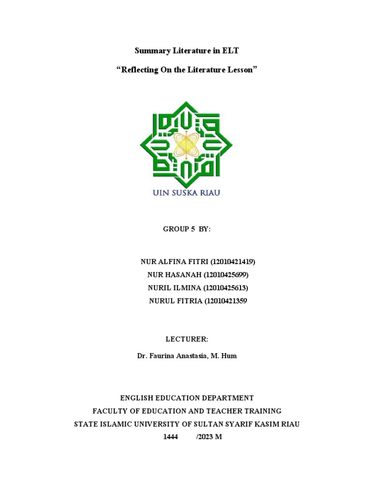 Paper Group 5 Literature in Elt | PDF | Teachers | Thought