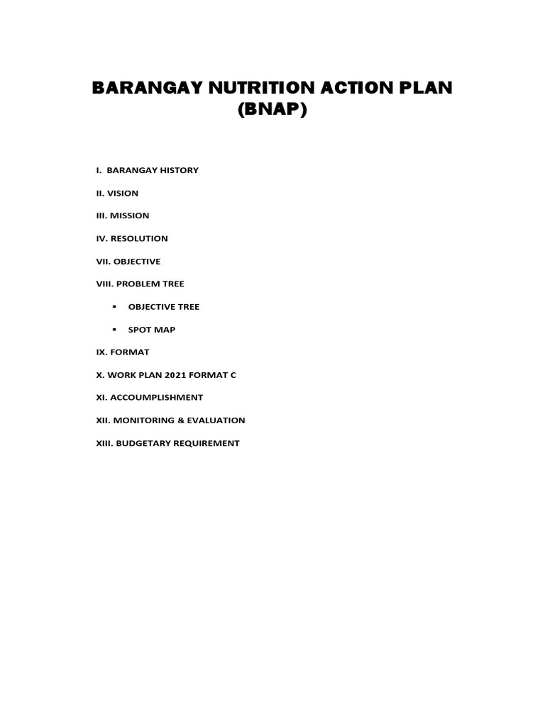 Barangay Nutrition Month Action Plan Silongon PDF Nutrition Diet