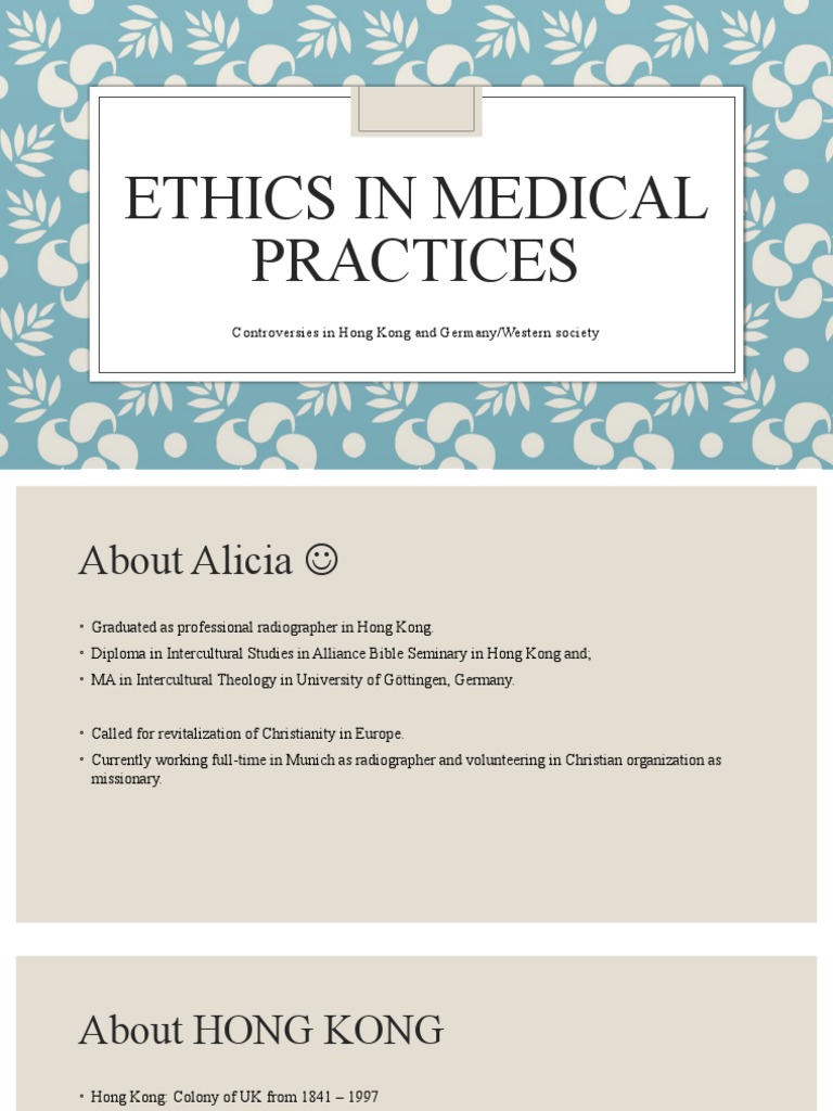 Ethics in Medical Practices - Presentation | PDF