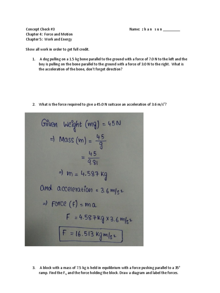 Concept Check #3 | PDF | Force | Physical Sciences
