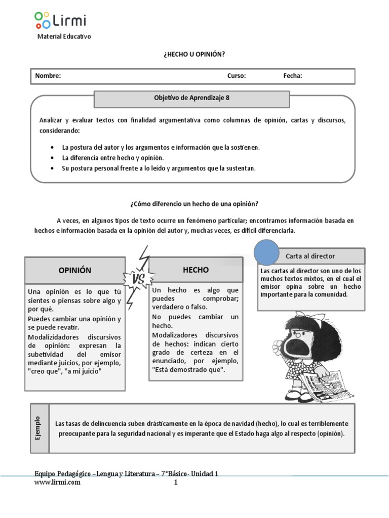 Diferenciando Hechos y Opiniones | PDF