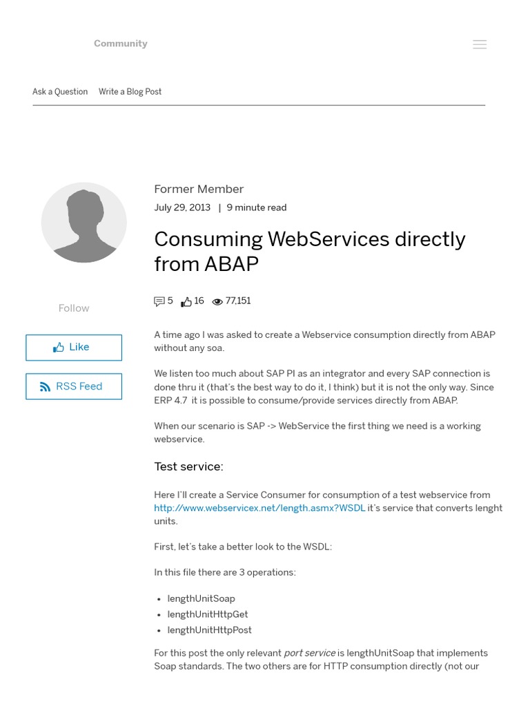 Consuming WebServices Directly From ABAP - SAP Blogs | PDF | Web Service | Proxy Server