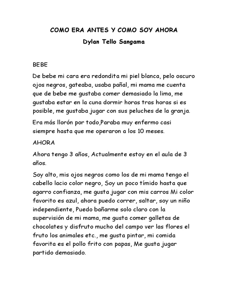 Como Era Antes y Como Soy Ahora | PDF