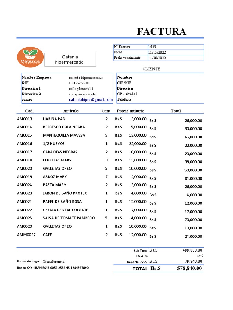 Factura Automatizada | PDF | Alimentos | Comida y bebida