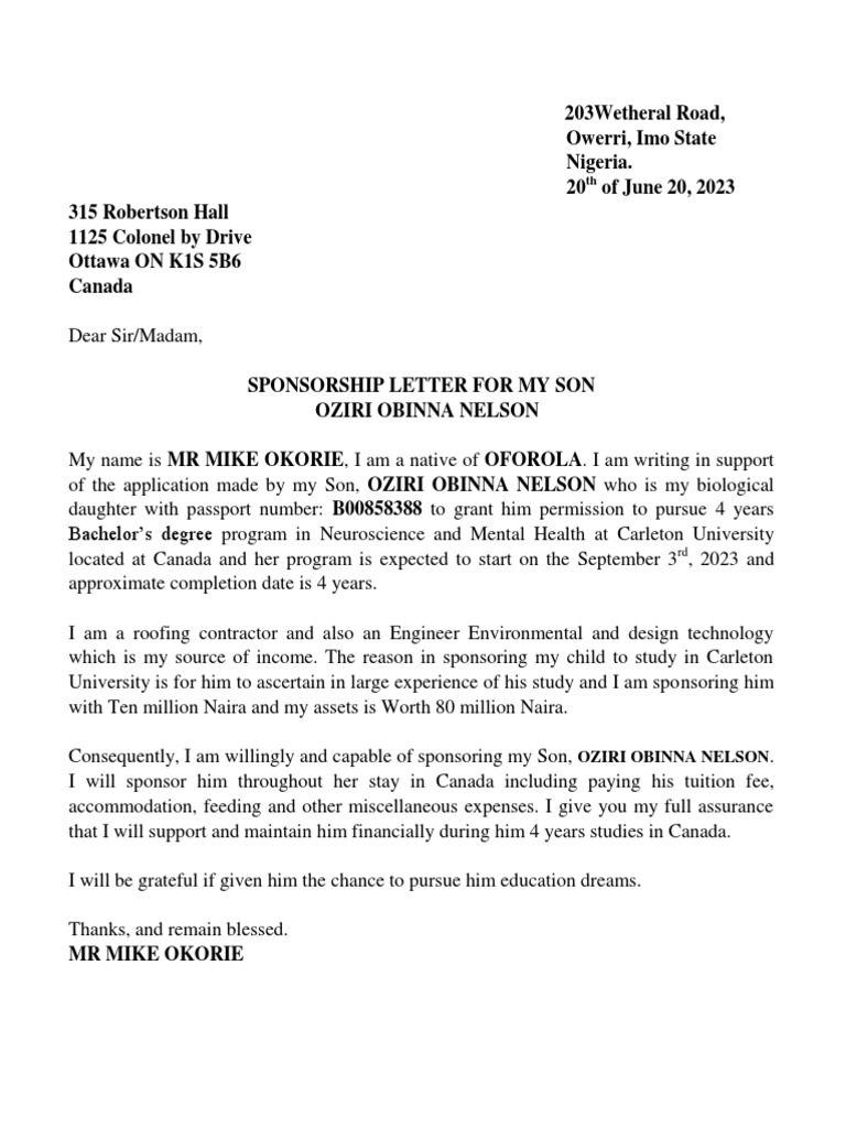 Sponsorship Letter Sample | PDF