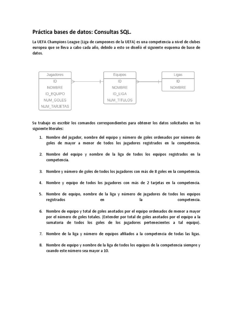 Consultas SQL para UEFA Champions League | PDF