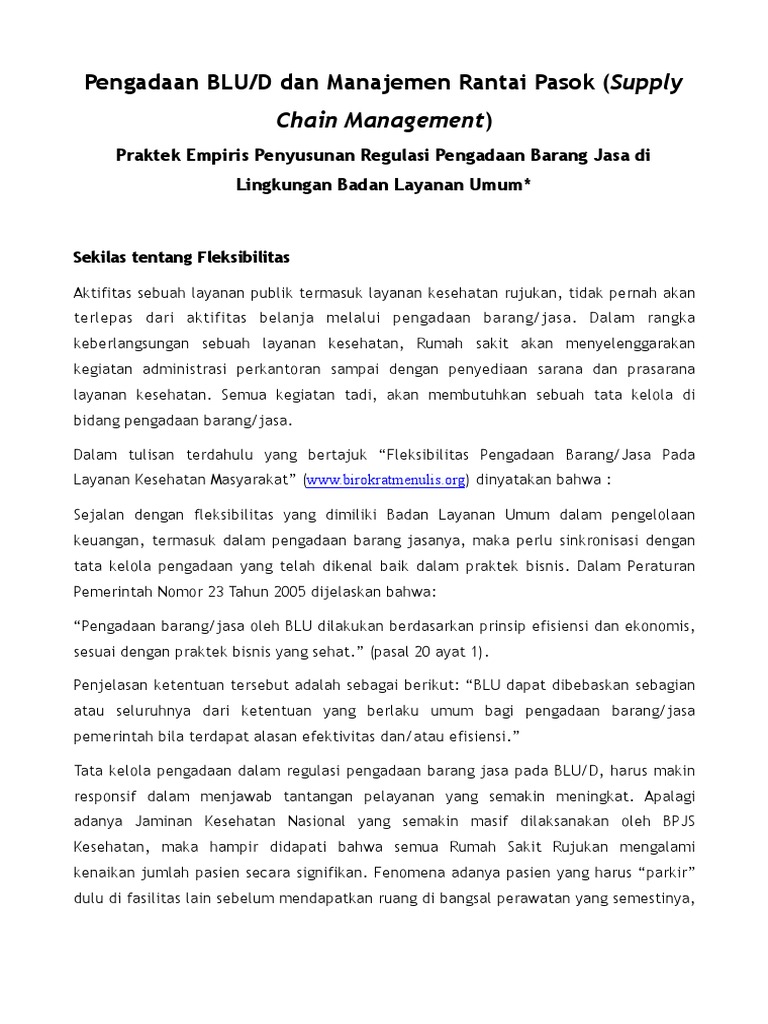 BLU Dan Rantai Pasok SCM | PDF