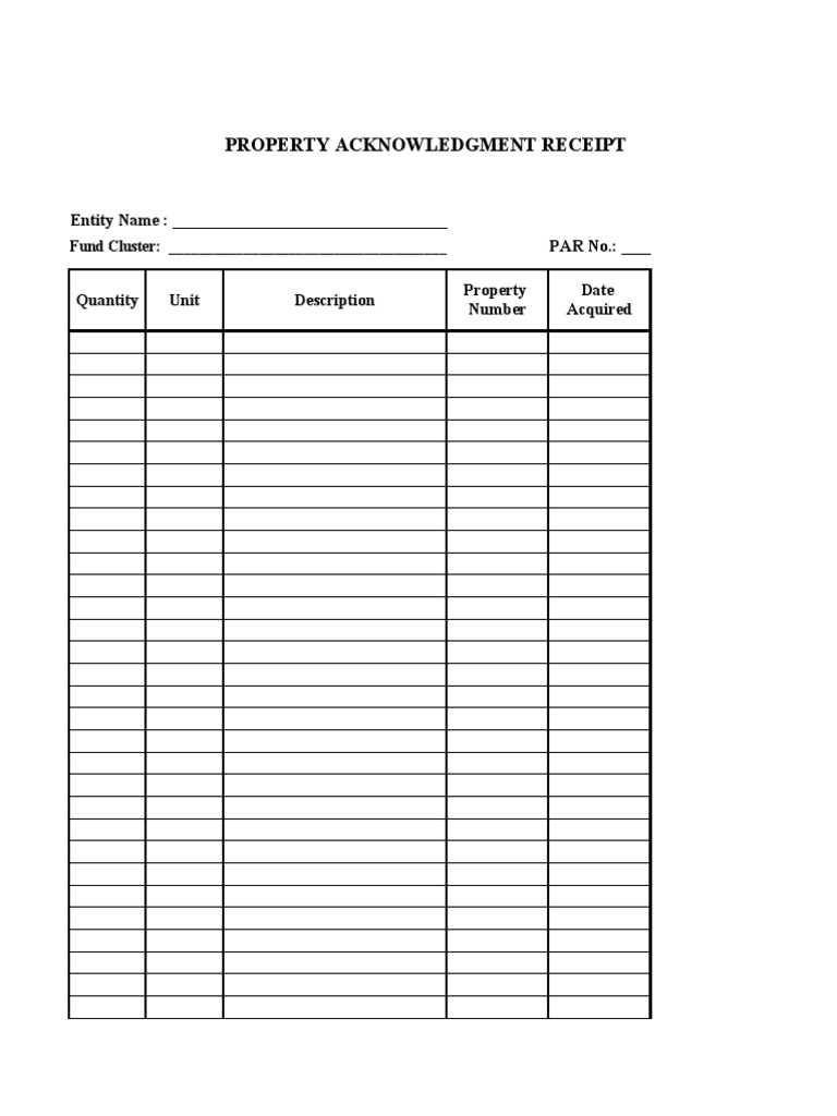 Appendix 71 Property Acknowledgement Receipt | PDF