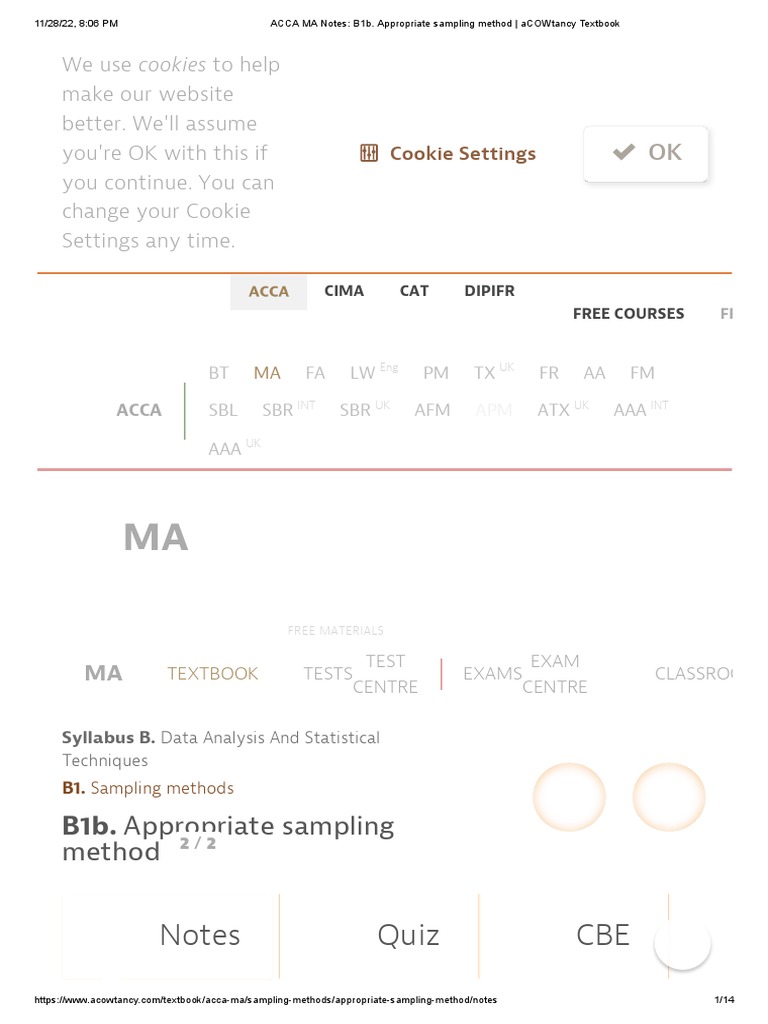 ACCA MA Notes - B1b. Appropriate Sampling Method - aCOWtancy Textbook ...