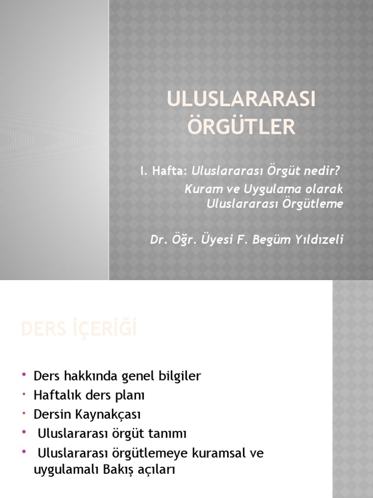 UluslararasI Örgütler I.Hafta | PDF