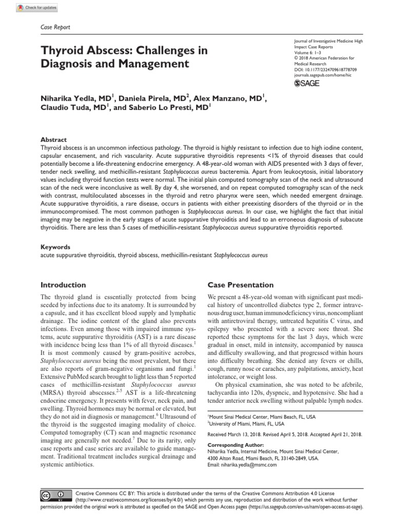 Thyroid Abcess Challenges in Diagnosis and Manegement | PDF | Thyroid ...