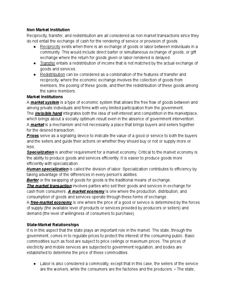Understanding Non-Market Institutions | PDF | Market (Economics ...