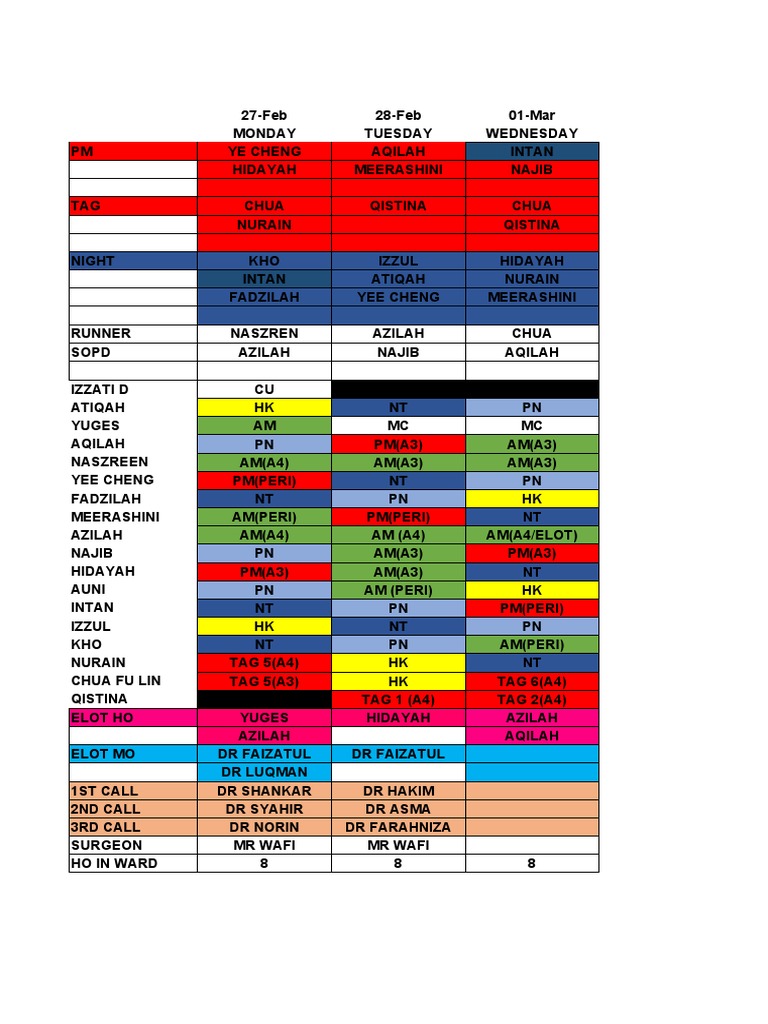 SURGICAL HO ROSTER | PDF