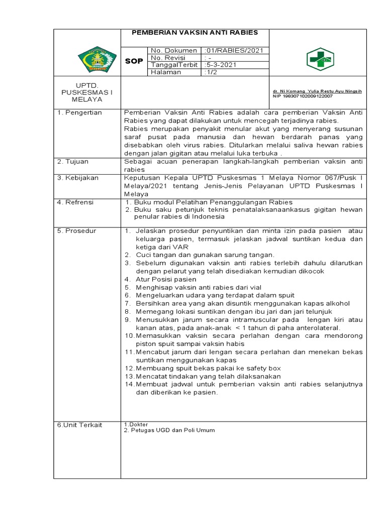 SOP Pemberian Var | PDF