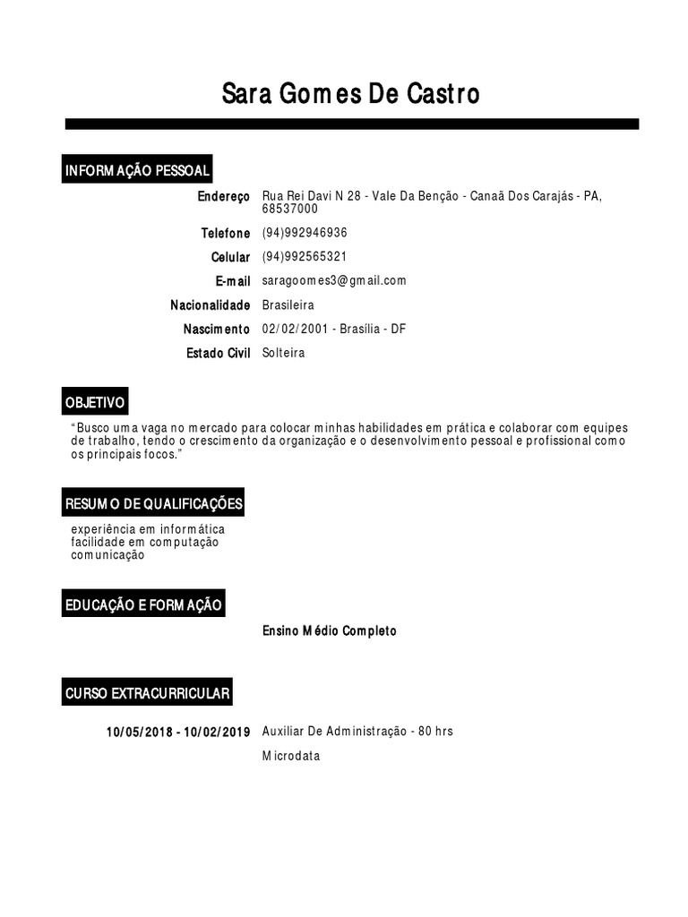 CV Sara Gomes de Castro 27 10 22 | PDF