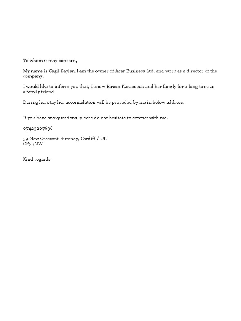 Accommodation Confirmation Letter | PDF