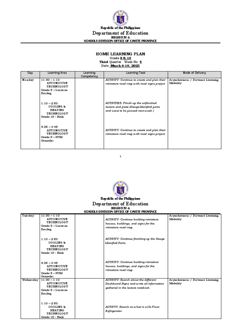 Home Learning Plan SULAYAO MIGEL ANGELO | PDF