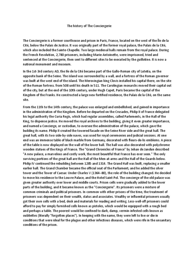 The history of the Conciergerie | PDF
