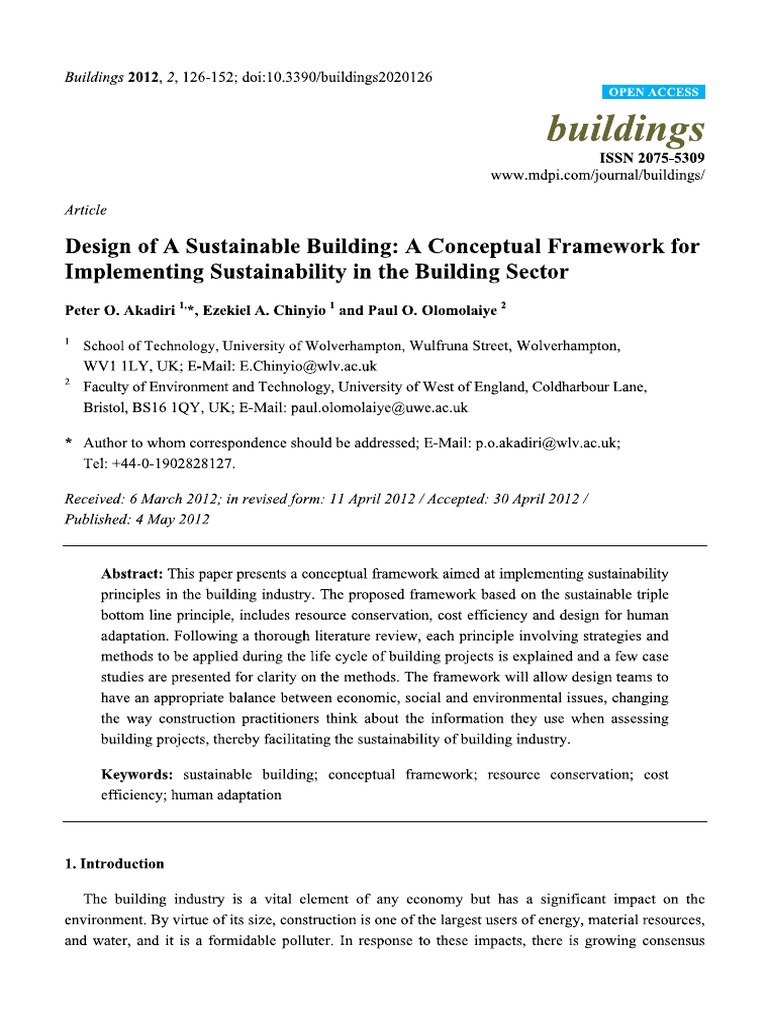 Design of A Sustainable Building - A Conceptual Framework For ...