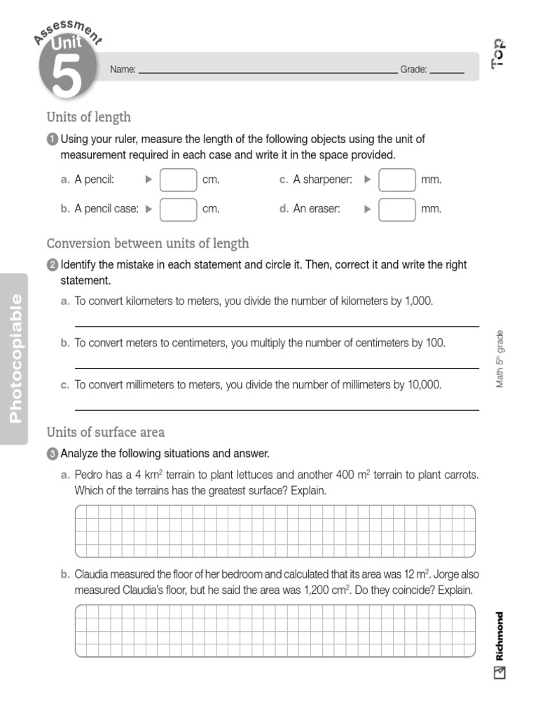 Math - Unit 5 Assessment | PDF | Area | Elementary Geometry Math - Unit 5 Assessment | PDF | Area | Elementary Geometry