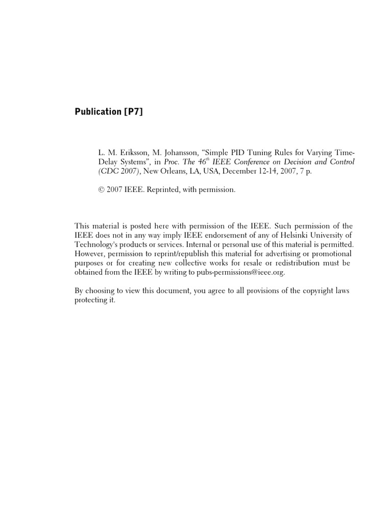 PID Tunning For Varying Time Delays System | PDF | Control Theory | Applied Mathematics