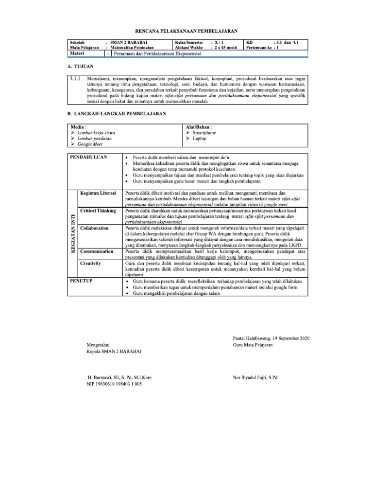 Rpp Eksponen Print | PDF