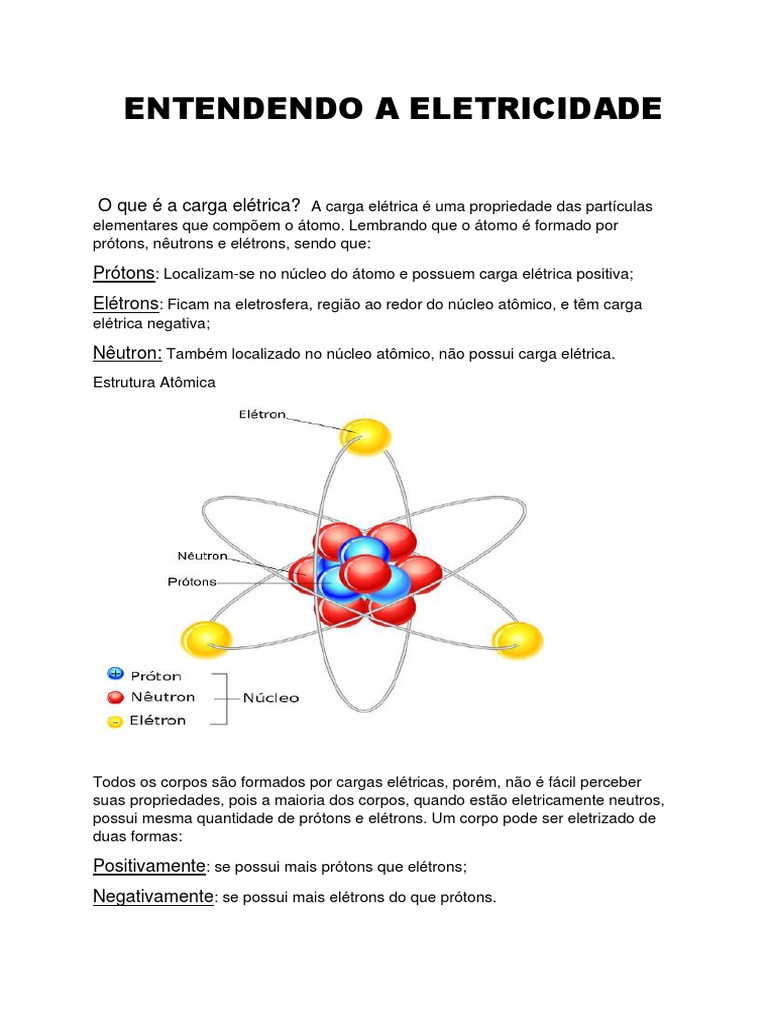 Entendendo A Eletricidade Pdf Carga Elétrica Corrente Elétrica