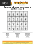 Sopa de Letras Sentimientos y Emociones | PDF
