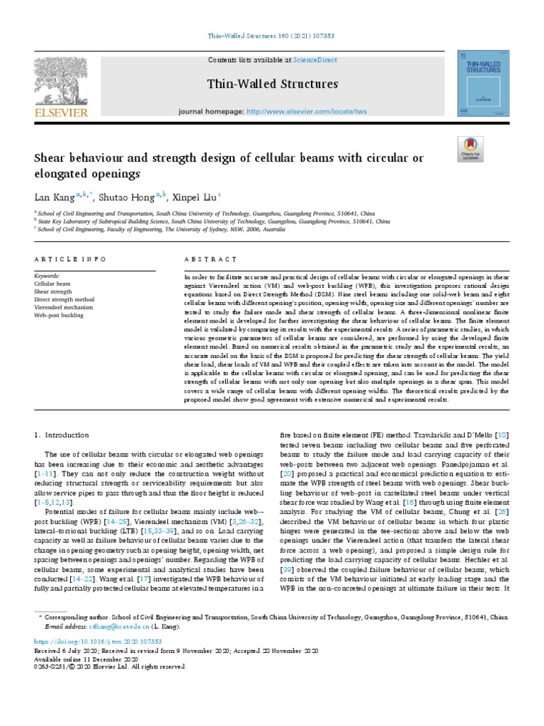Shear Behaviour and Strength Design of Cellular Beams With Circular or ...