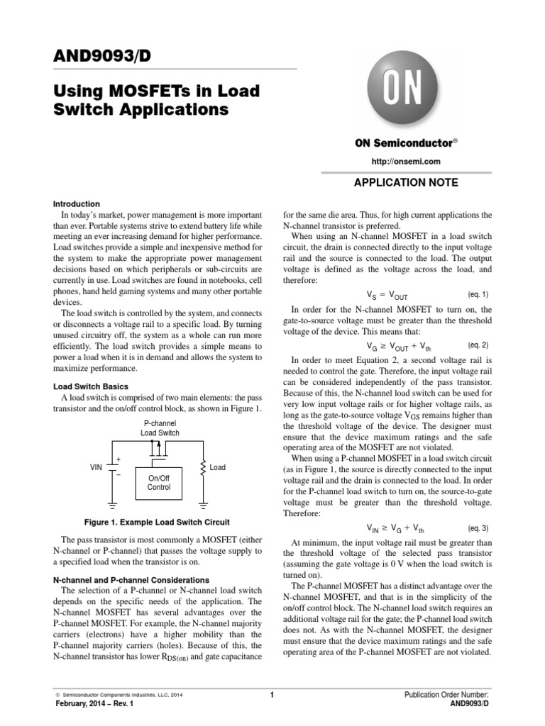 Using MOSFETs in LoadSwitch Applications | PDF | Field Effect Transistor | Mosfet