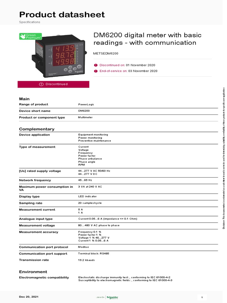 EasyLogic PM1000 Series - METSEDM6200 | PDF | Alternating Current ...