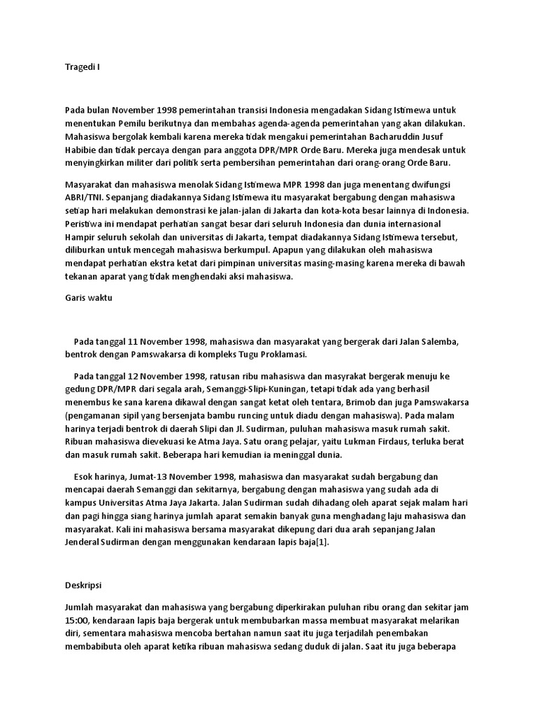 Tragedi Semanggi 1 | PDF | Politik | Sejarah