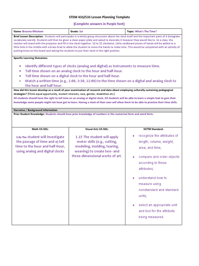 Annotated-math 205e 20lesson 20planning 20- 20brianne 20mitchem-1 | Pdf 