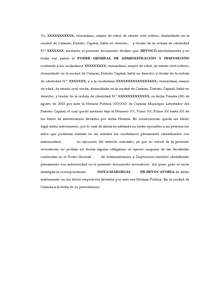 Revocatorio Poder - Compra Venta Inmueble - Actualizado 2023 | PDF