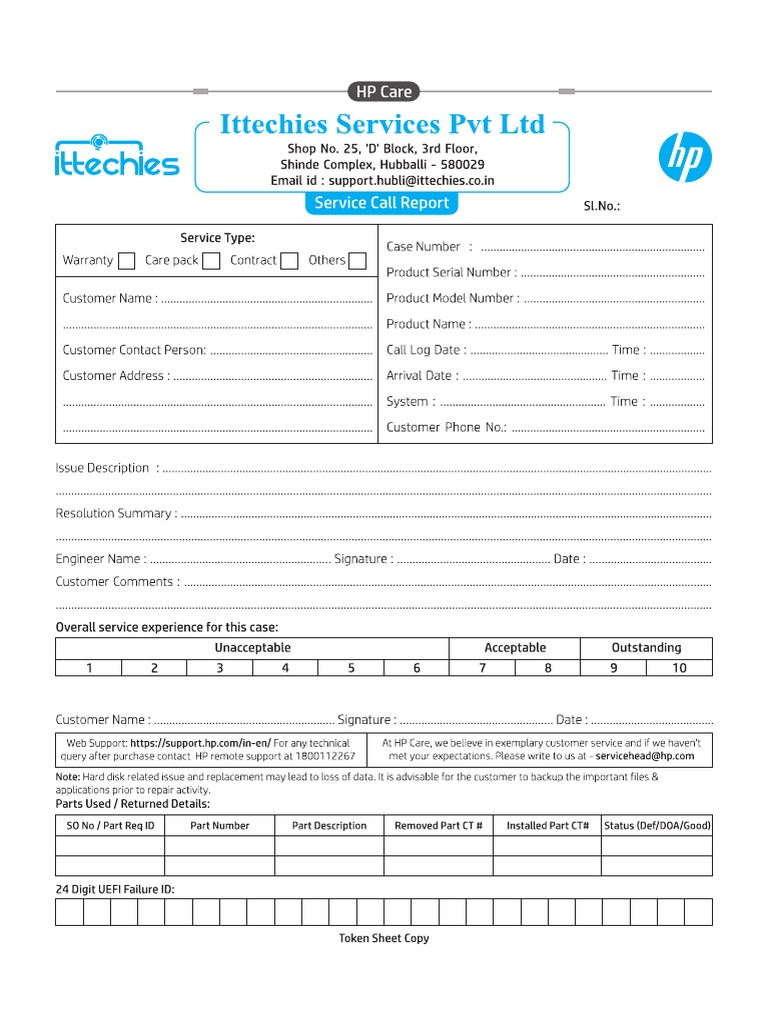 HP - Service Report Out Station Branch | PDF