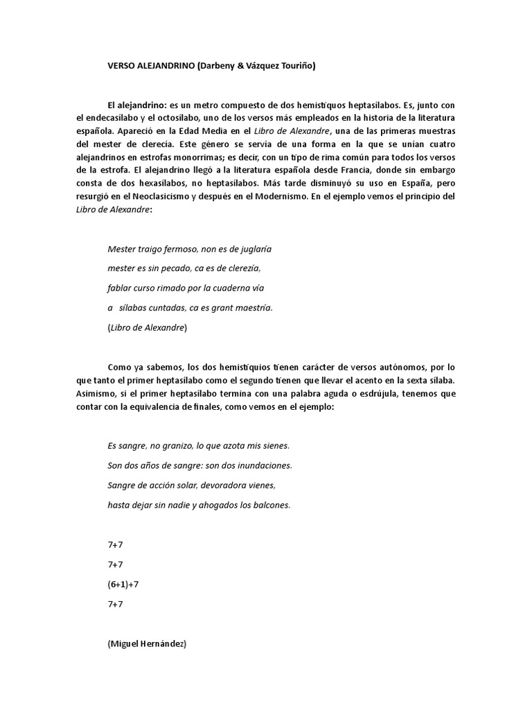 Verso Alejandrino (1) | PDF