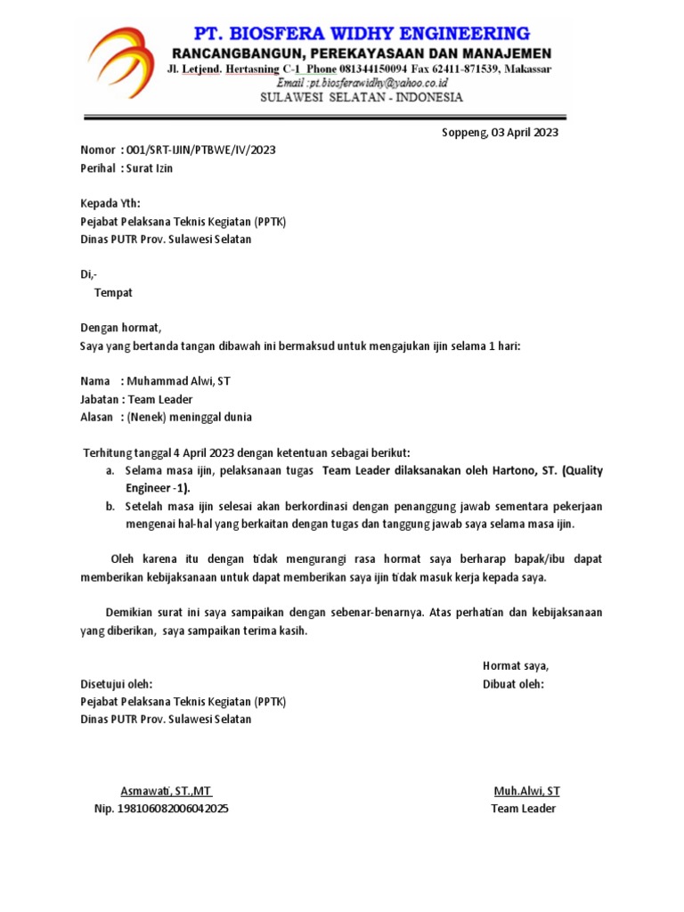 Surat Ijin Pak Alwi | PDF