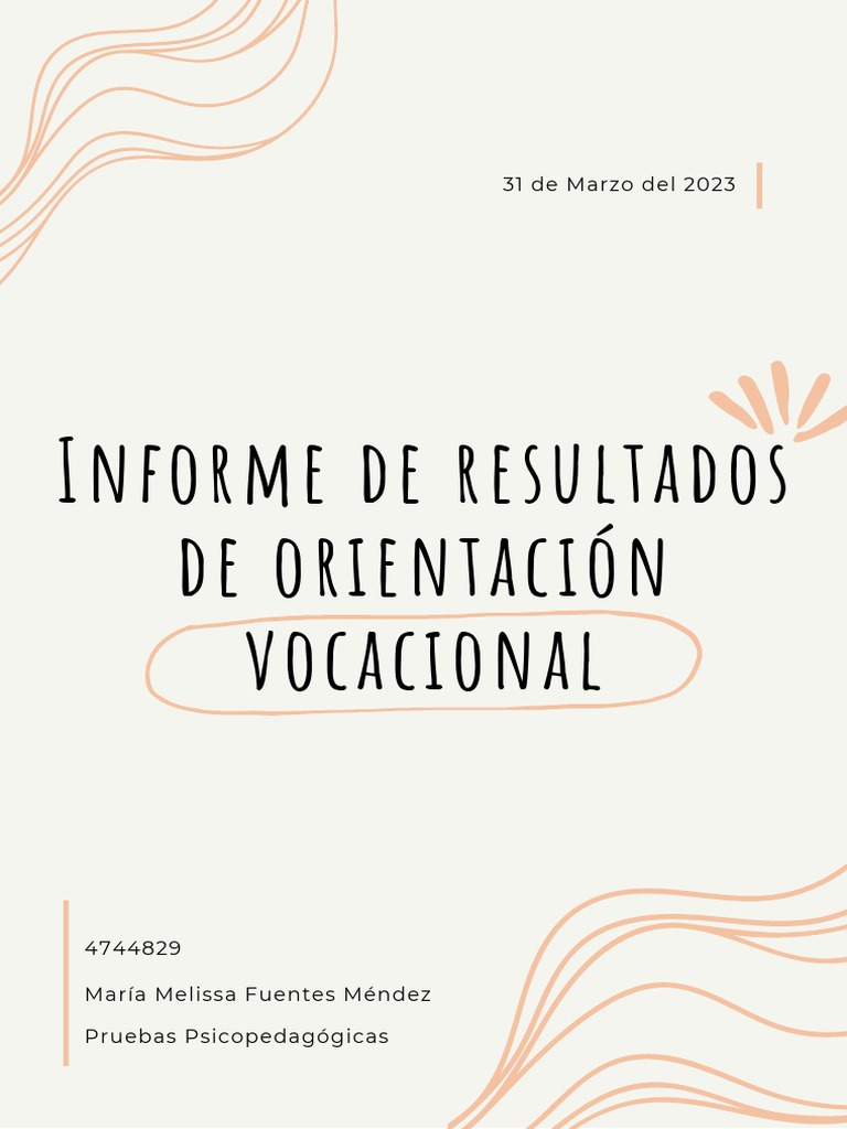 Informe de Resultados de Orientación Vocacional | PDF | Aprendizaje | Cognición