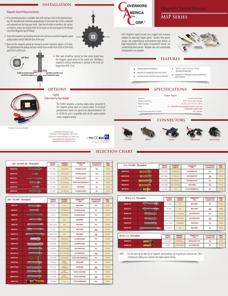 MSP Series Governors America | PDF | Electrical Connector | Gear