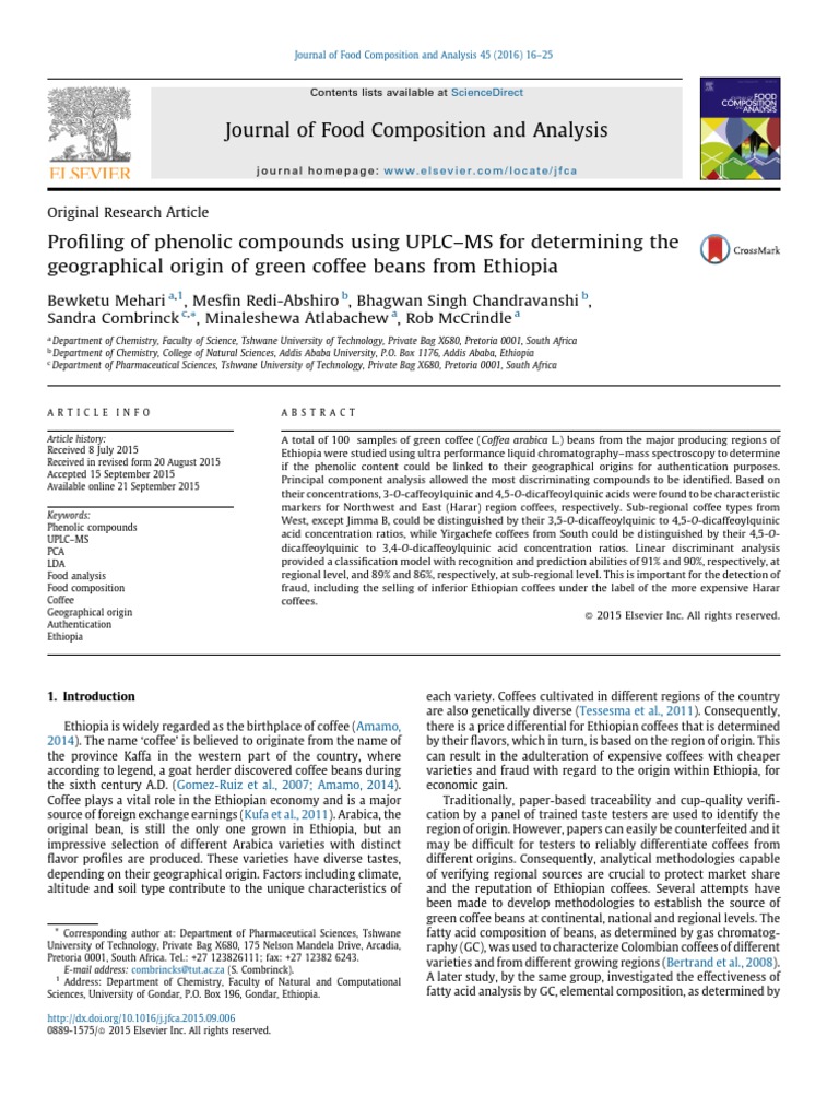 Profiling of Phenolic Compounds Using UPLC MS For Det 2016 Journal of Food C | PDF | High ...