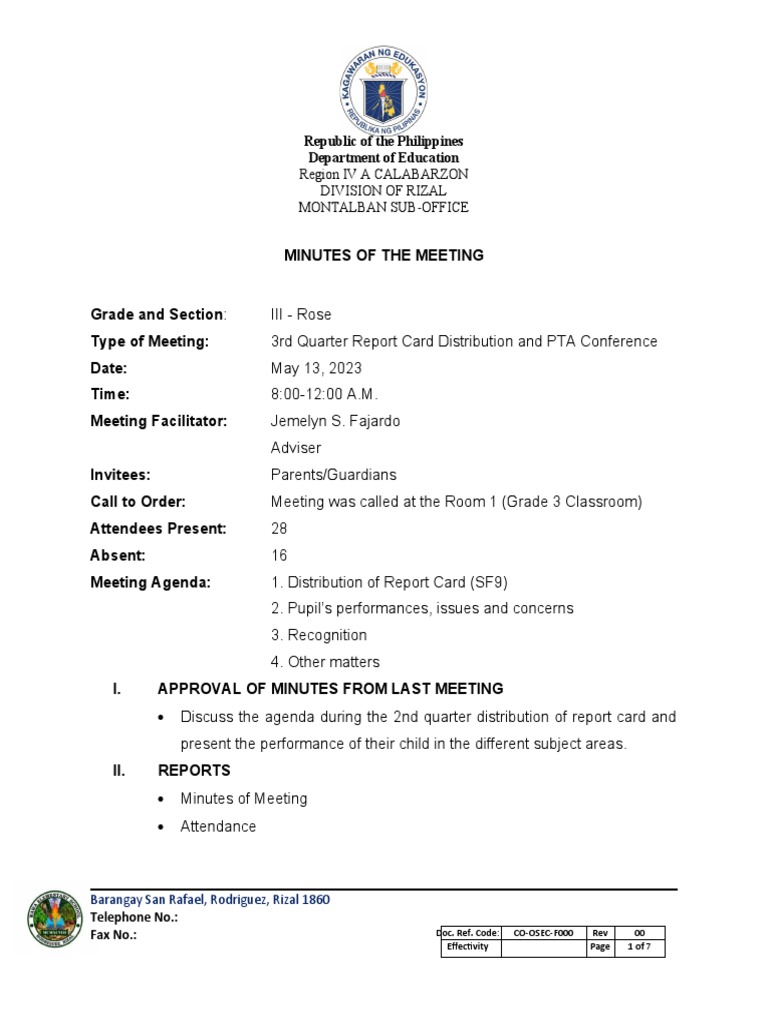 Minutes-of-Meeting-3 - Santan - Card-Distribution | PDF