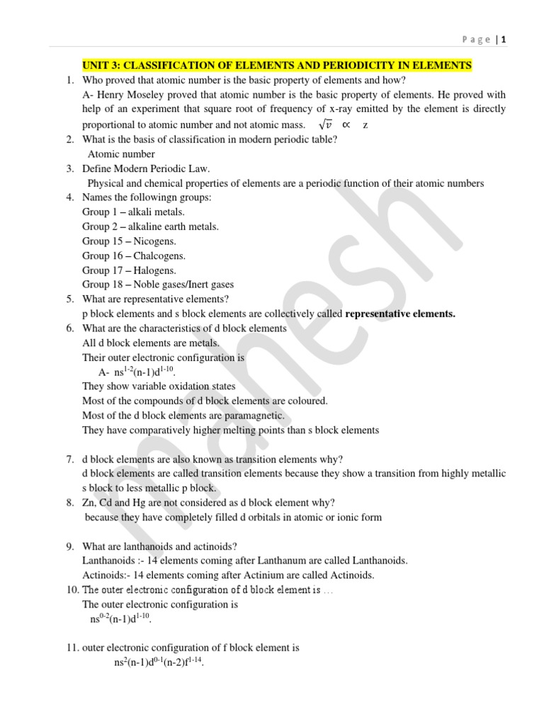 Classification of Elements and Periodicity | PDF | Transition Metals | Ion