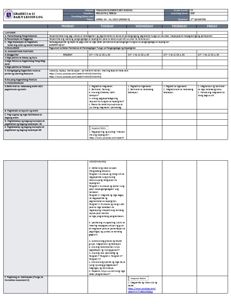 DLL - Esp 6 - Q3 - W9 | PDF