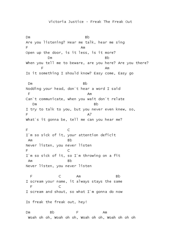 Victoria Justice - Freak The Freak Out (Cifra) | PDF