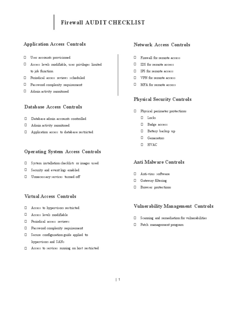 Firewall Check List | PDF | Security | Computer Security