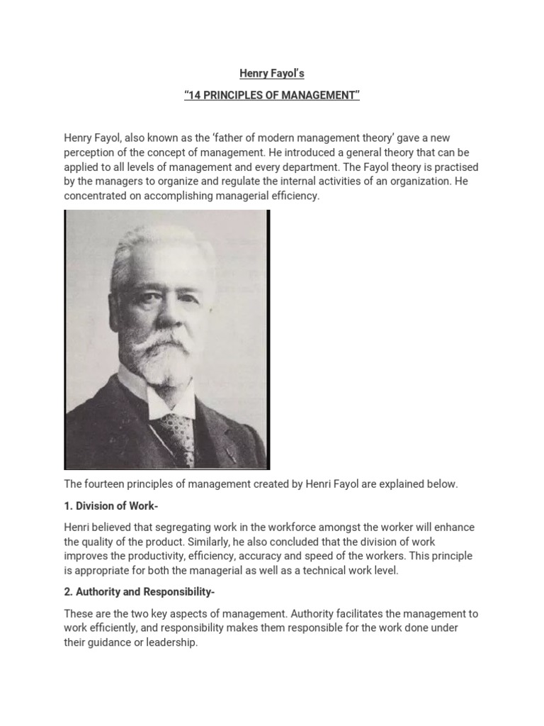 14 Principles of Management | Download Free PDF | Organizational ...
