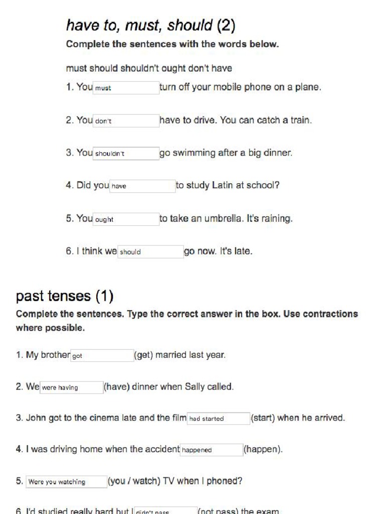 Ejercicios Sintaxis Inglés B1 | PDF